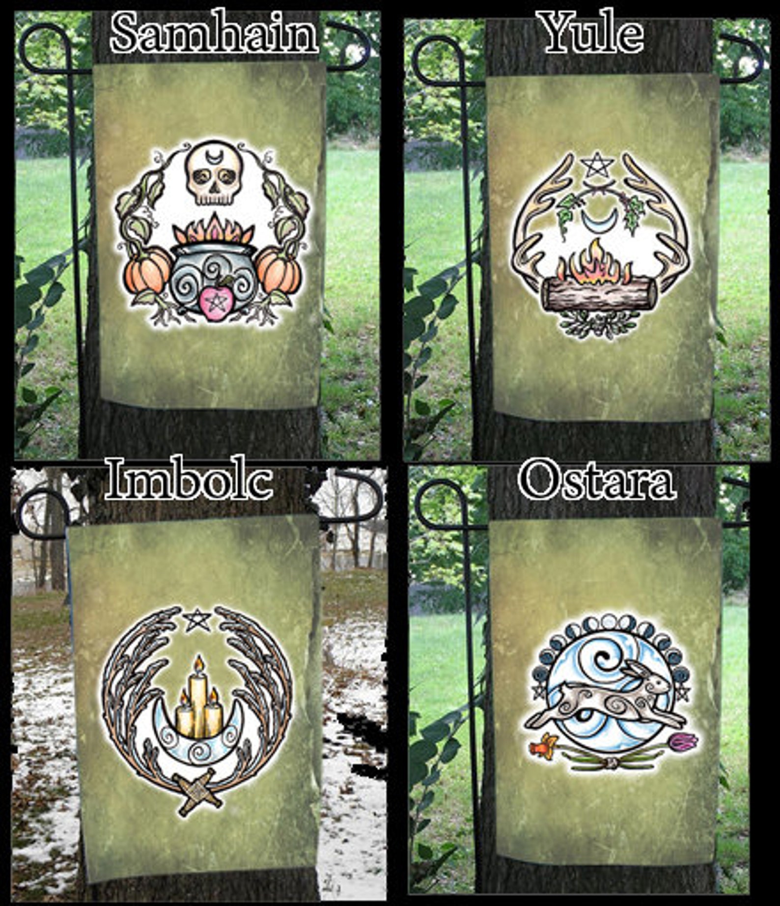 Set of Eight Sabbat Garden Flags Magick Meadow Version | Etsy