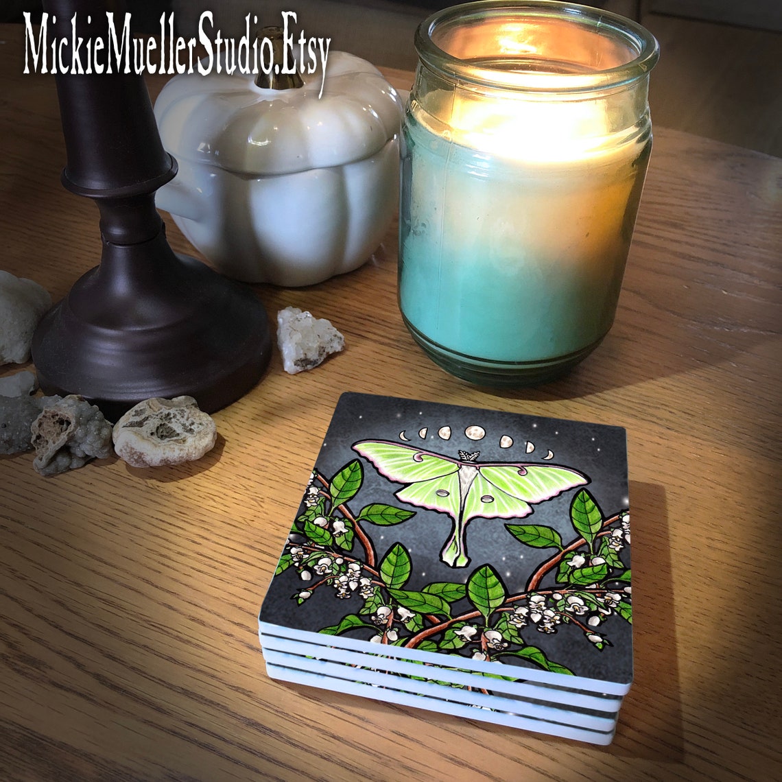 Set of 4 Fly by Night Witchy Coasters - Etsy