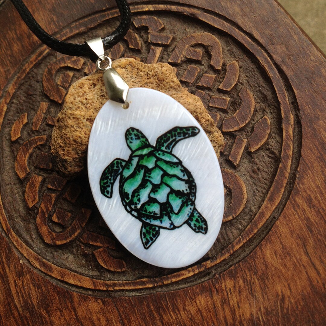 Sea Turtle Totem Animal Mother of Pearl Amulet by Mickie - Etsy