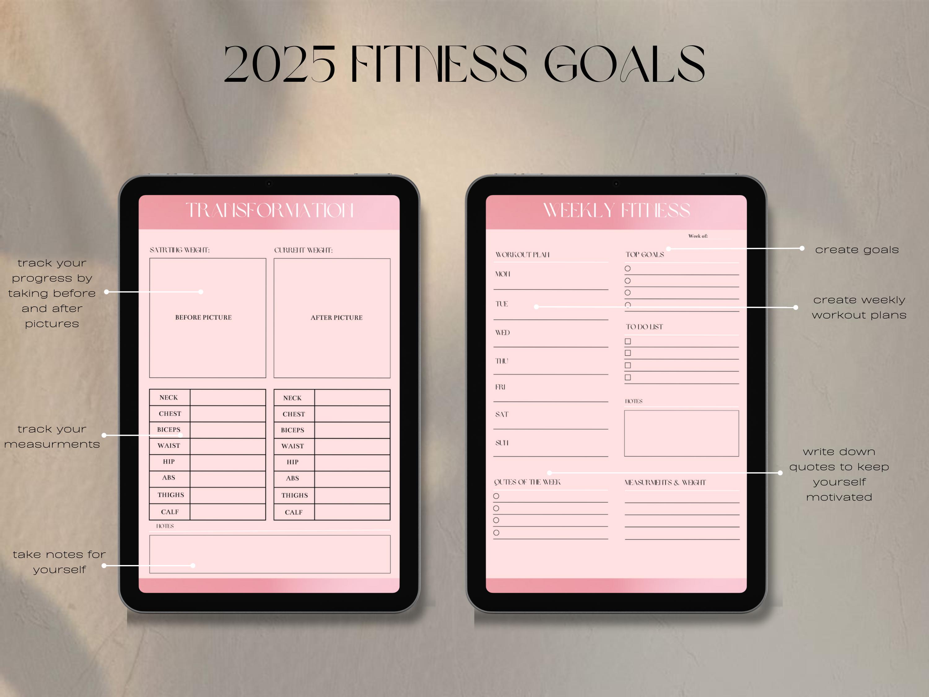 Editable Weight Loss & Fitness Planner Template | Workout Tracker ...