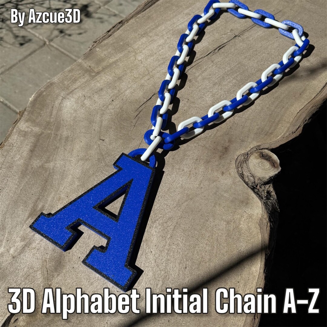 3D Printed Large Letter Pendant Chain – Custom A-Z Alphabet Necklace ...
