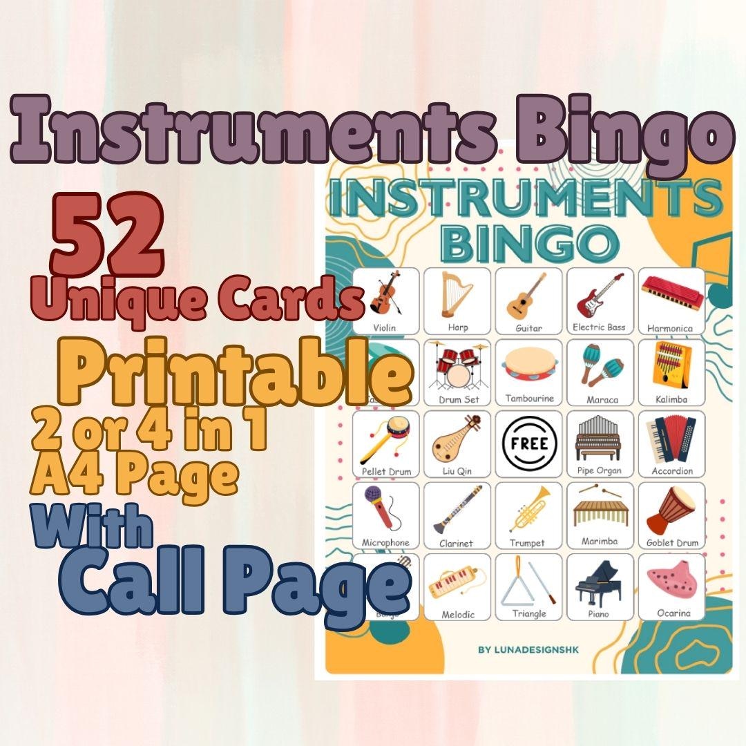 Music Instruments Bingo - Etsy