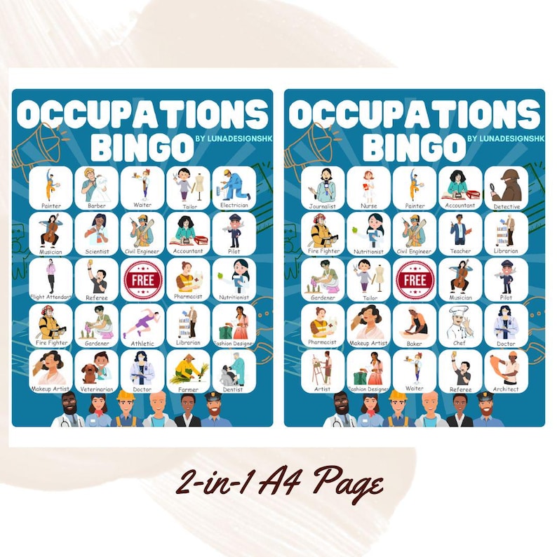 Occupations Bingo - Etsy