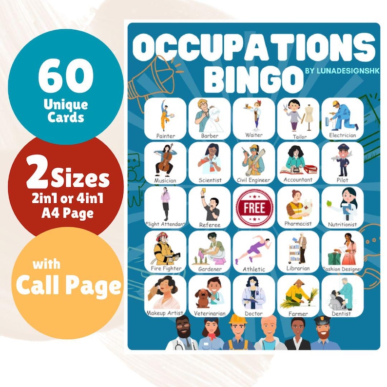 Occupations Bingo - Etsy