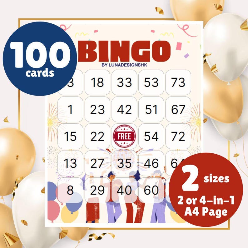 100 Bingo Cards - Etsy