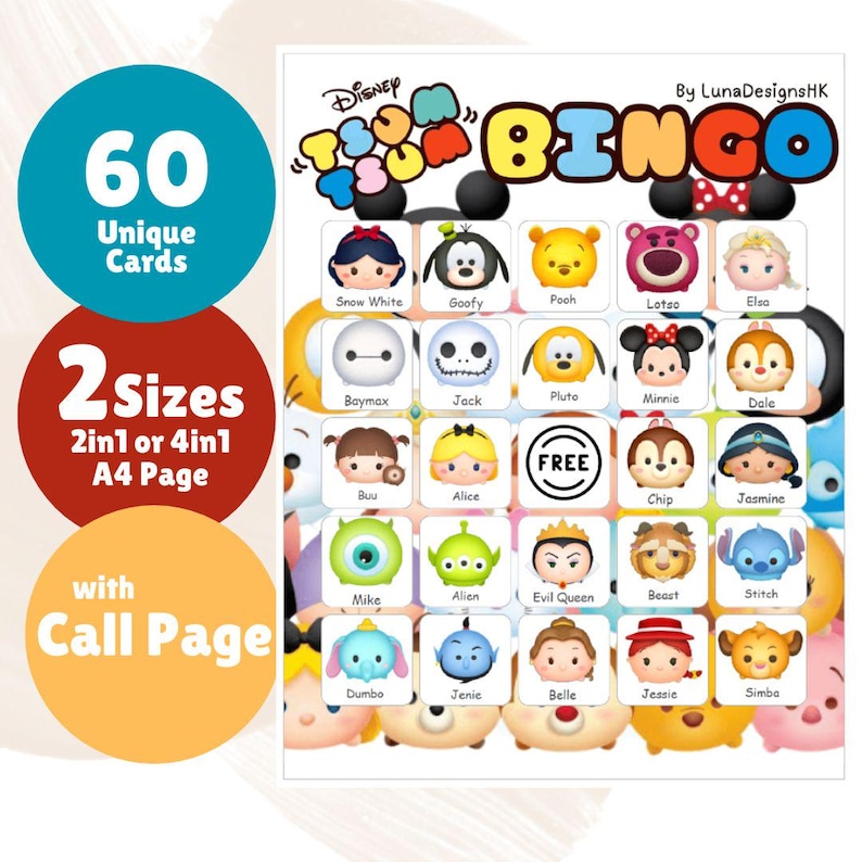 Disney Tsum Tsum Bingo - Etsy