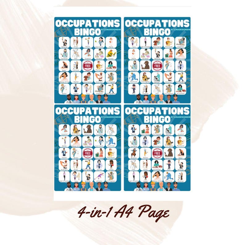 Occupations Bingo - Etsy