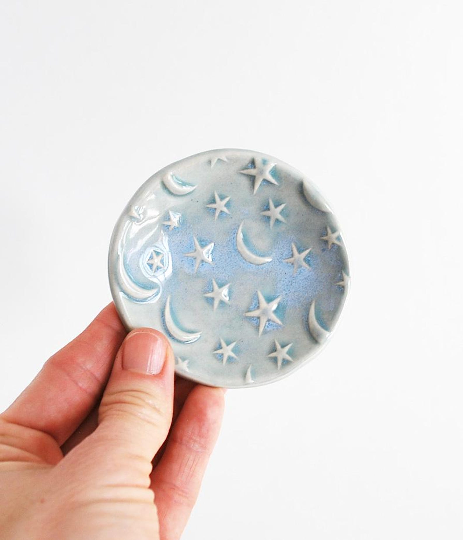 Moon and Star Ring Dish - Blue - Ceramic, Pottery - Etsy