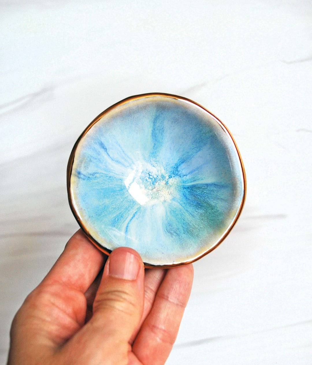 Blue and Gold Ring Dish Gold Luster Edge Jewelry Dish - Etsy