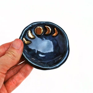 Gold Moon Phase Dish, Ring Dish, Ceramic, Pottery, Handmade - White ...