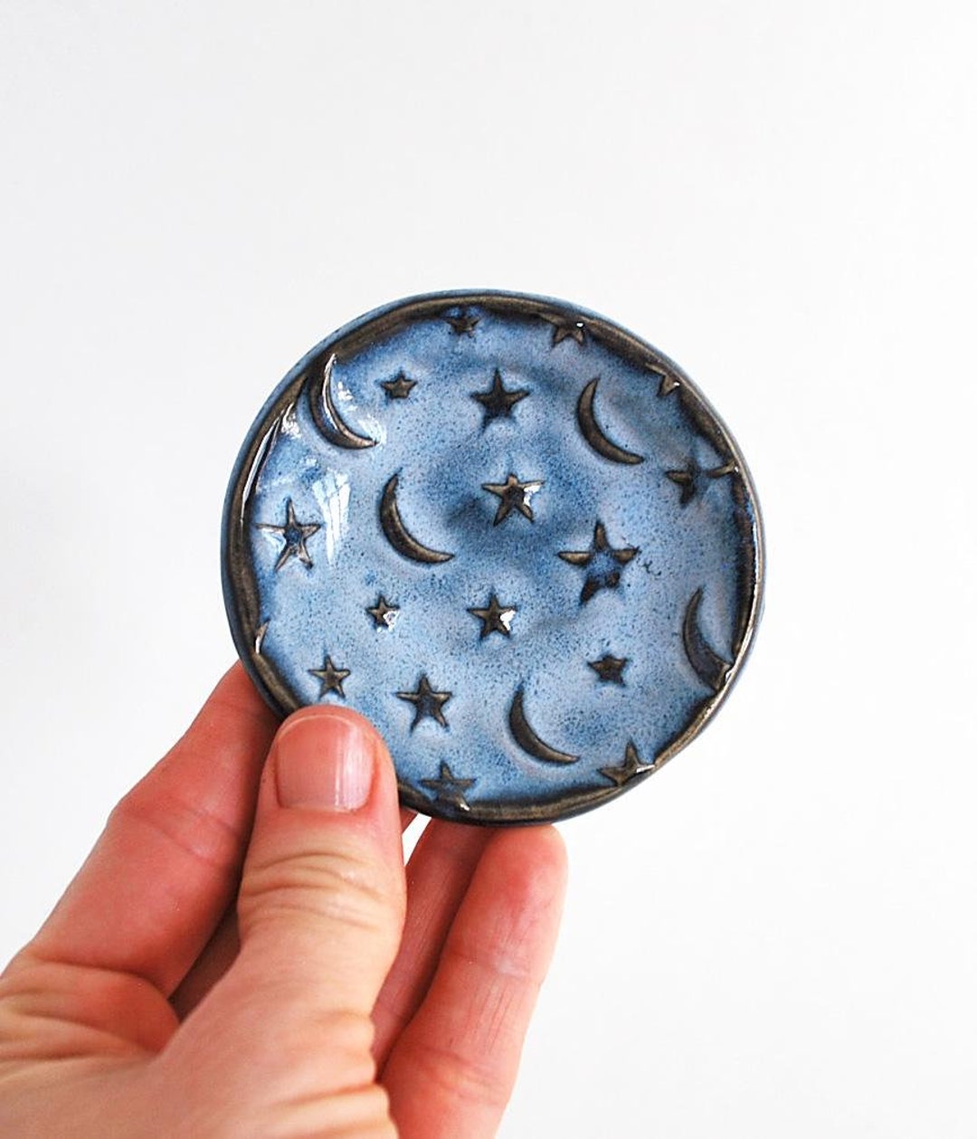 Moon and Star Ring Dish - Blue - Ceramic, Pottery - Etsy