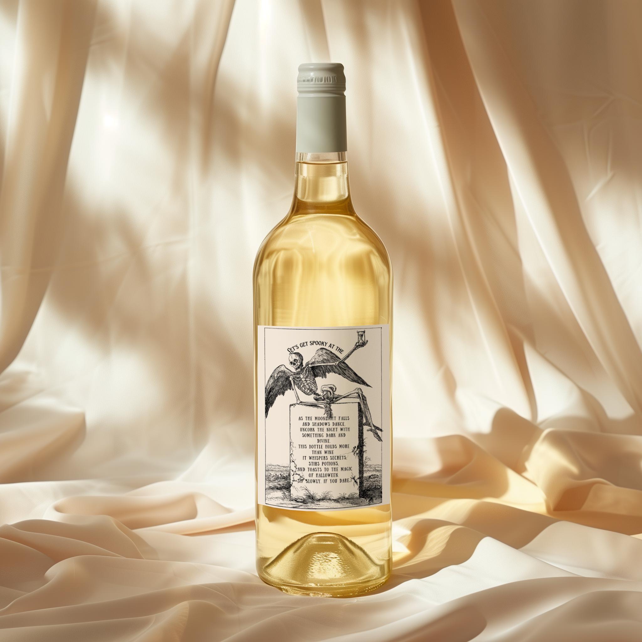 Spooky Halloween Wine Label,vintage Skeleton Bottle Sticker ,gothic ...