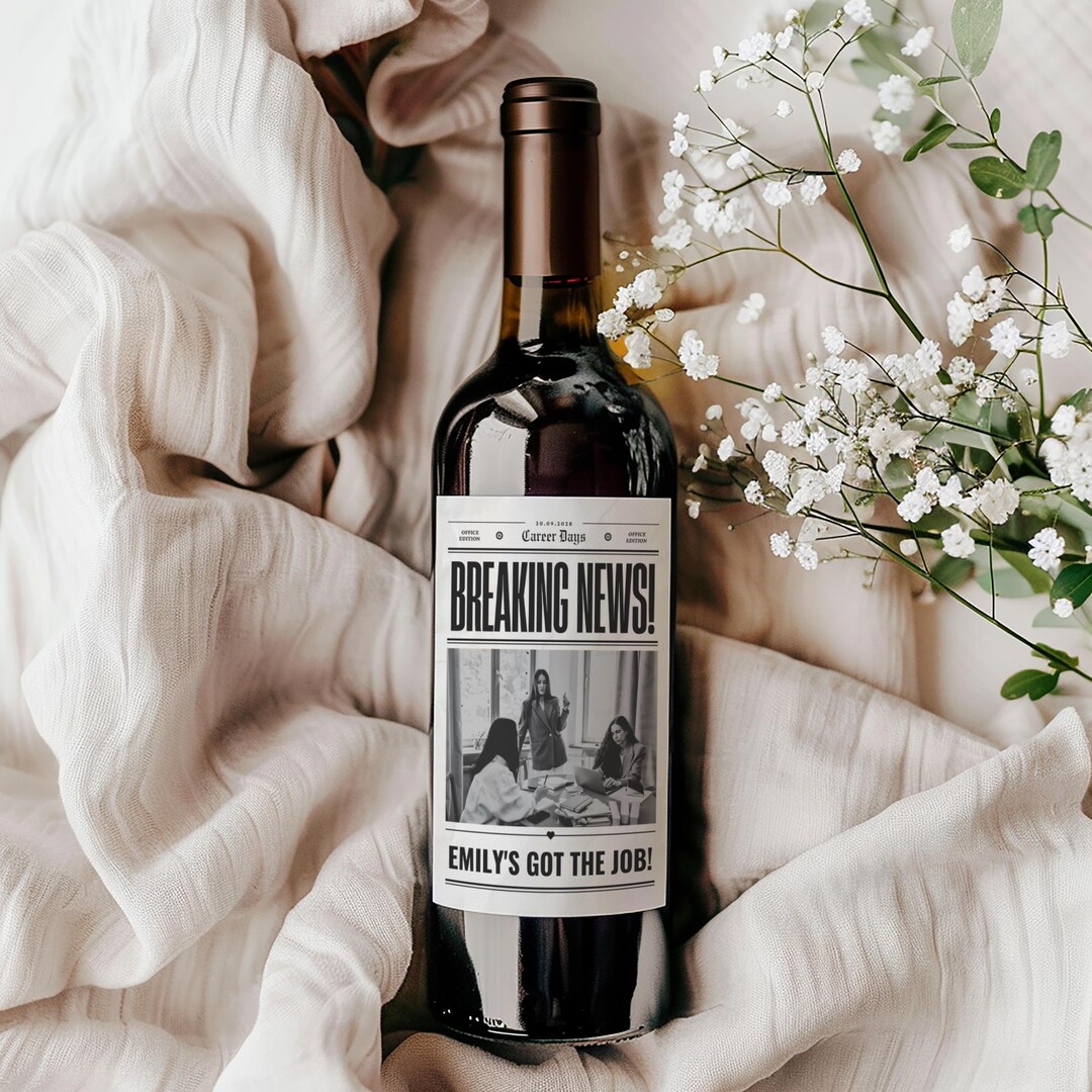 Personalized New Job Wine Label: Congratulations Gift (digital Download ...