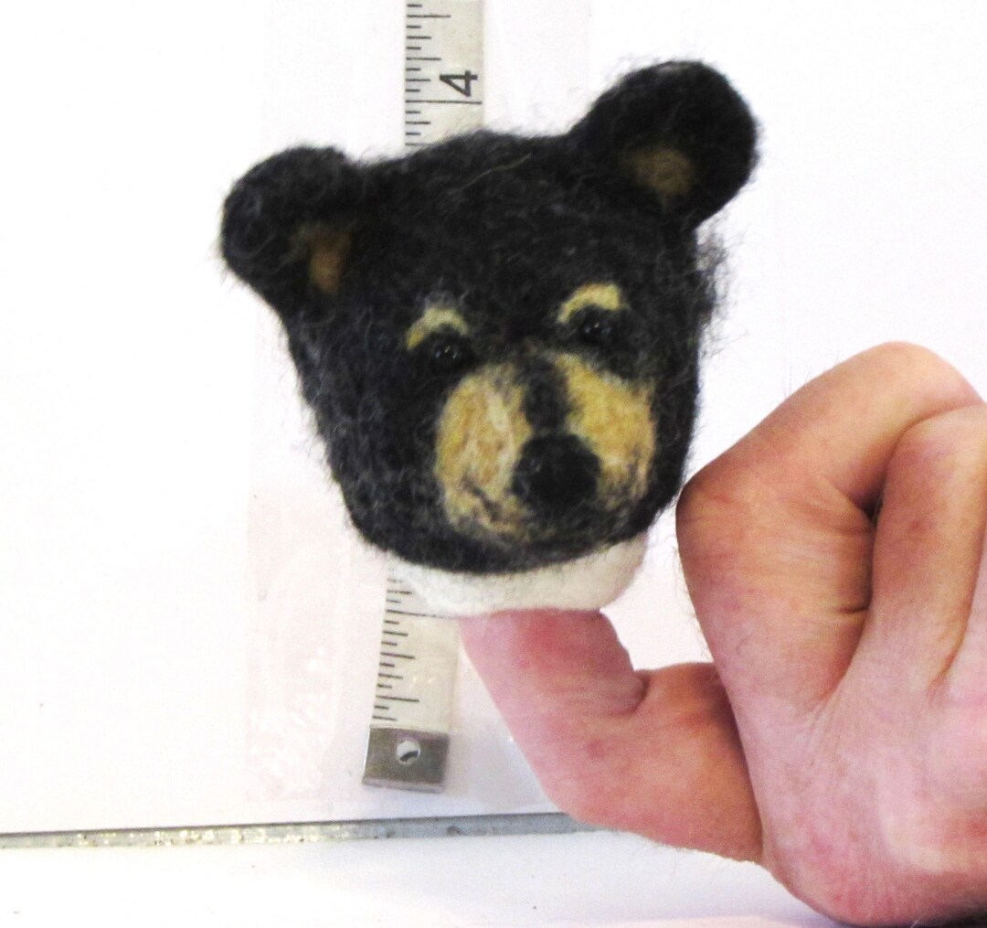 Needle Felted Black Bear Finger Puppet - Etsy