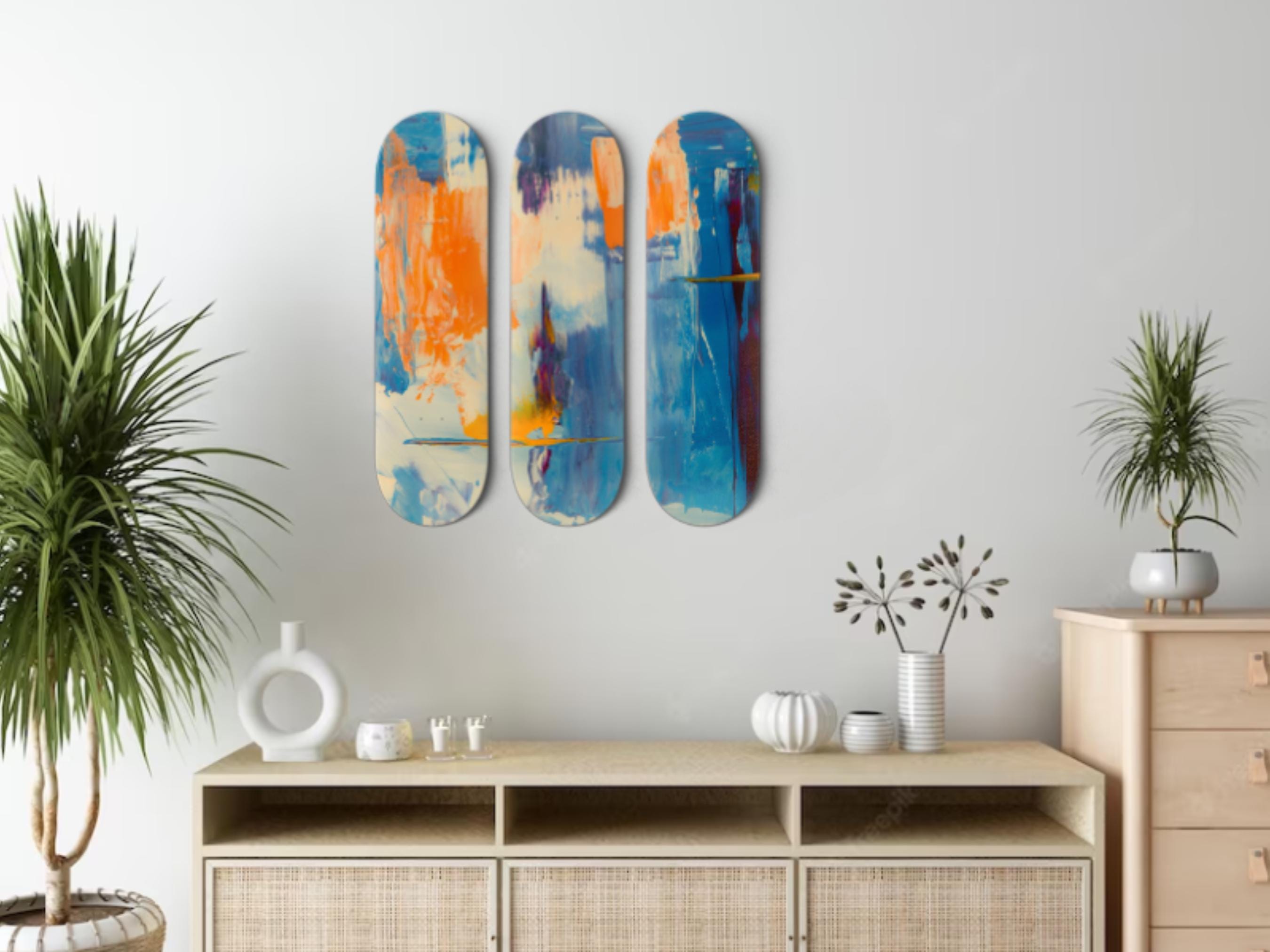 Disengaged Skateboard Wall Art Set of 3 Boards, Abstract Skate Deck ...