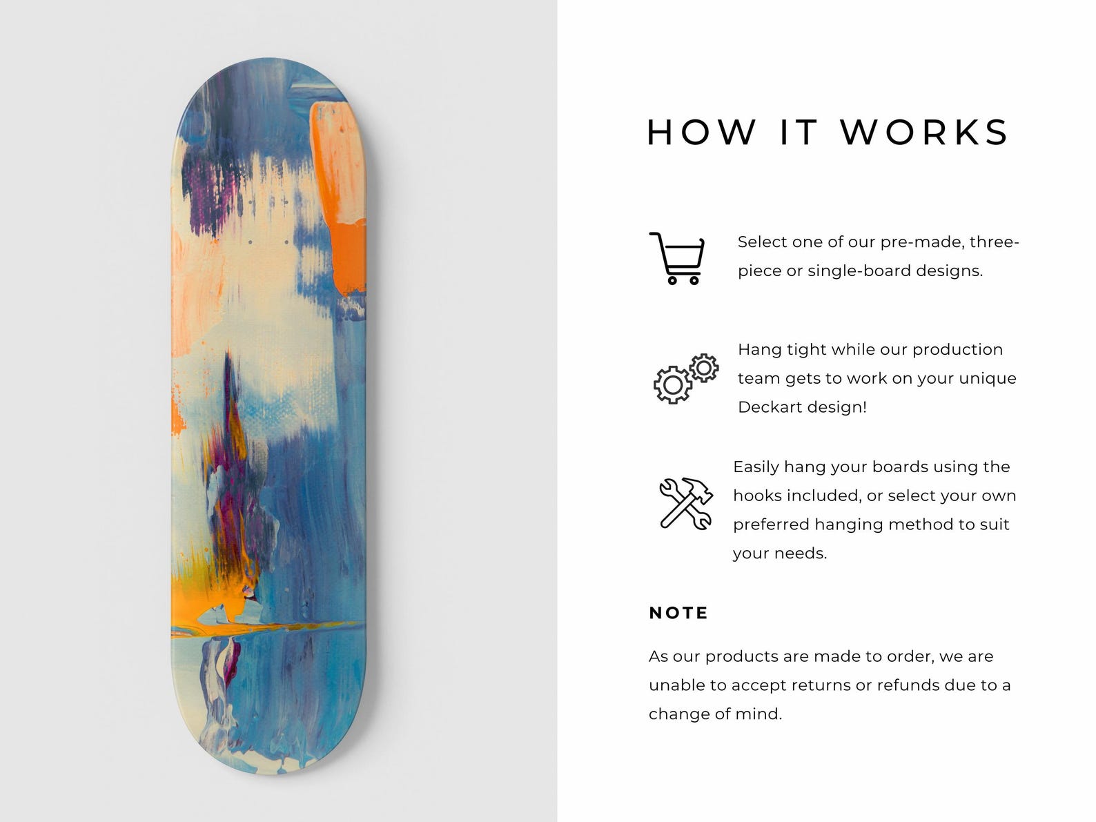 Disengaged Skateboard Wall Art Set of 3 Boards, Abstract Skate Deck ...