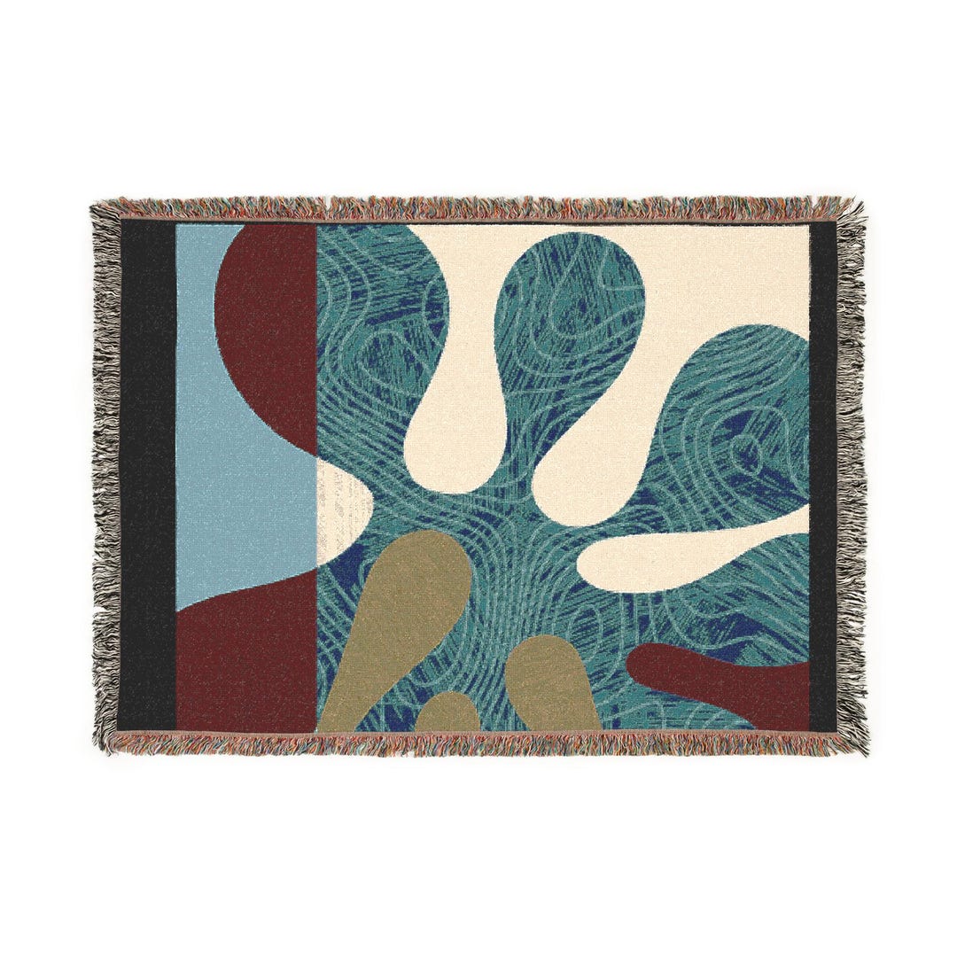 Woven Blanket Mid Century Design Throw Blanket for Living Room Decor ...