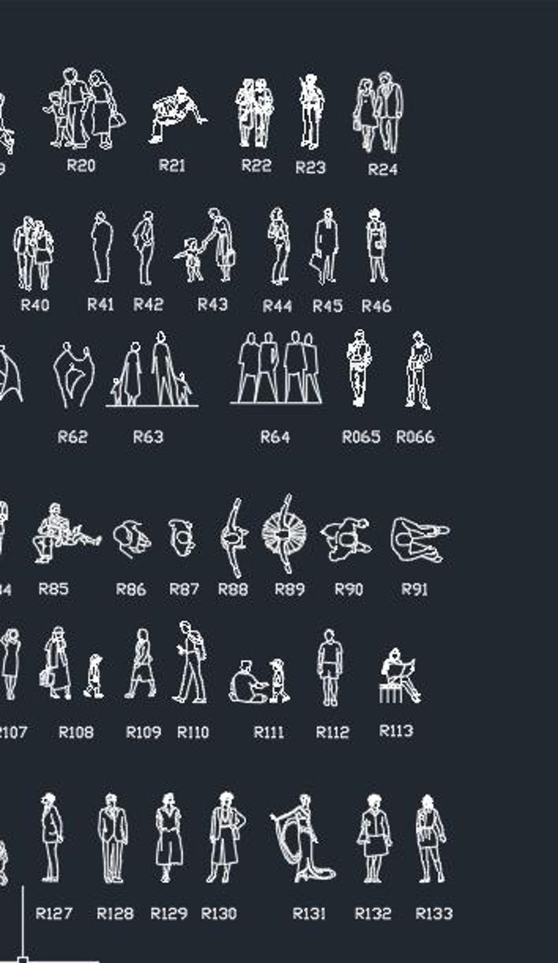 Autocad Blocks 2D DWG CAD Library , Templates, Drawings, People - Etsy ...