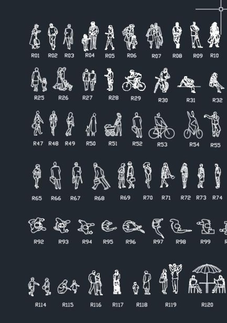 Autocad Blocks 2D DWG CAD Library , Templates, Drawings, People - Etsy ...