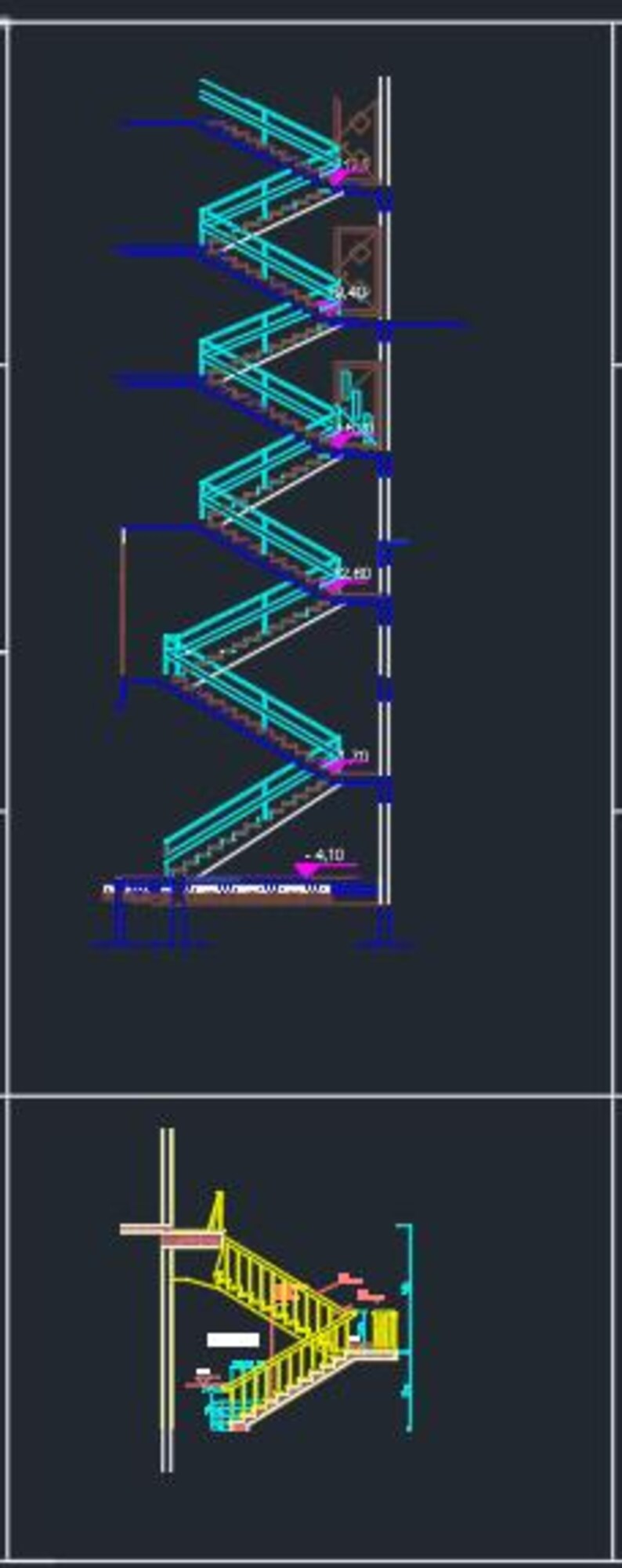Autocad Blocks 2D DWG CAD Library | Stairs Staircase Furnishing ...