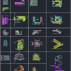 Autocad Blocks 2D DWG CAD Library | Stairs Staircase Furnishing ...