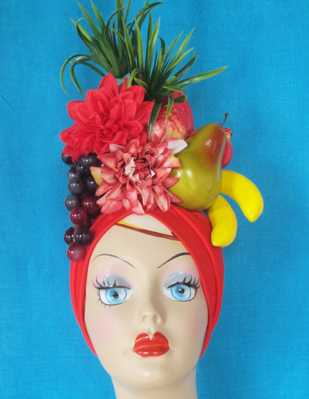 Carmen Miranda Tropical Fruits RED TURBAN - Etsy