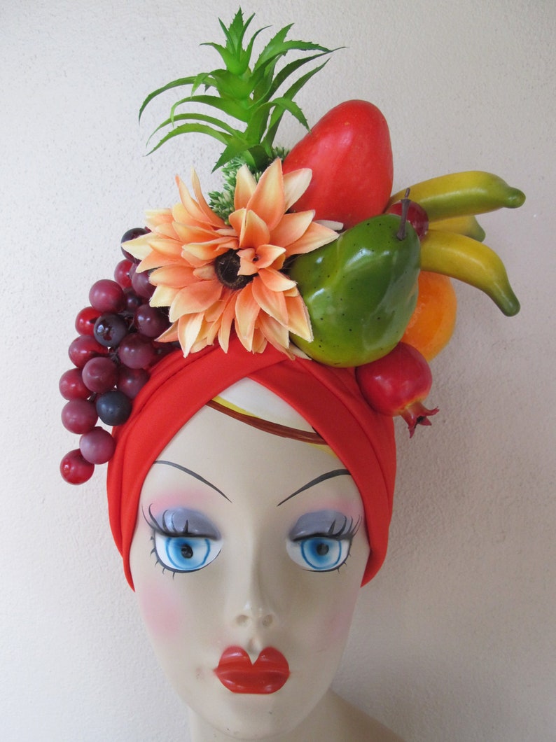 Carmen Miranda Tropical Fruits red TURBAN | Etsy