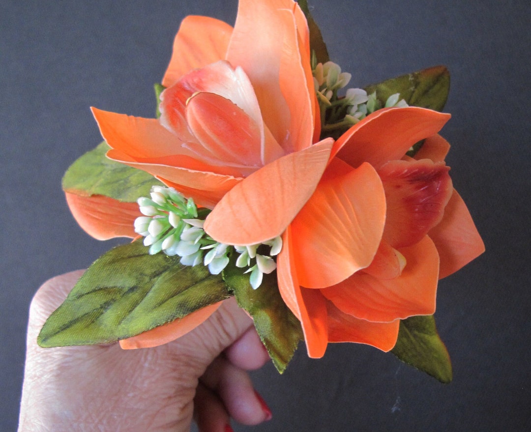 CORAL ORCHIDS, Hair Comb, Tropical, Hawaiian, Wedding, Bridal Hair ...