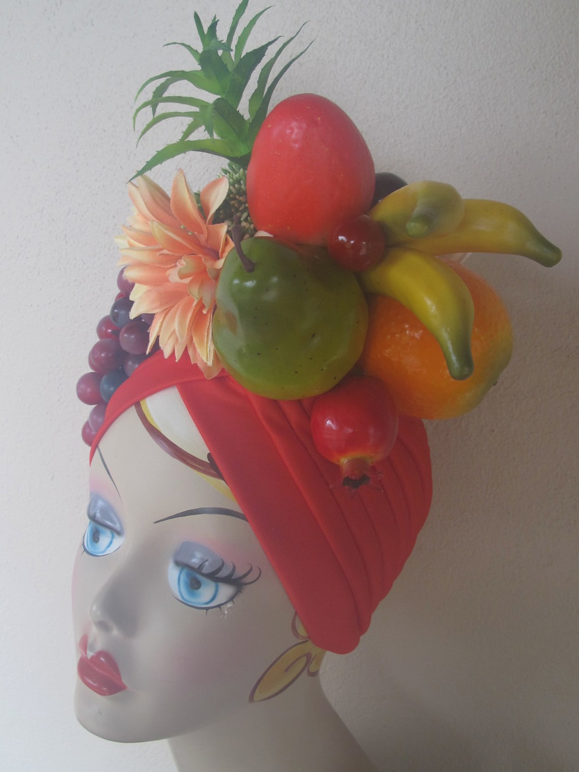 Carmen Miranda Tropical Fruits Red TURBAN - Etsy