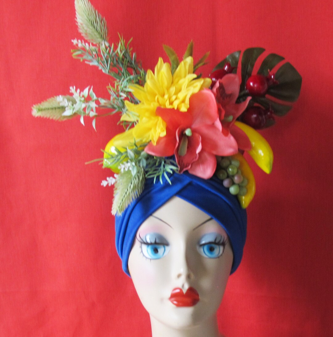 Tropical Fruits BLUE TURBAN Carmen Miranda Style,tropical Photos - Etsy