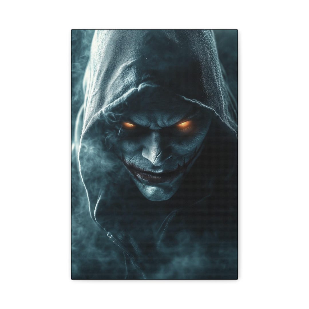 Canvas Wall Art, Dark Ominous Joker With Glowing Eyes, Matte 25 ...