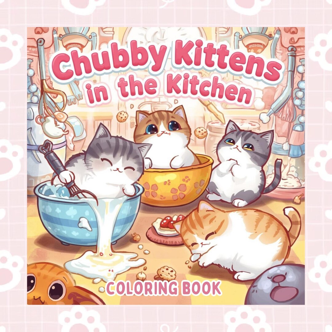 Kawaii Chubby Cats Coloring Book | 40 Cute Fat Kitty Pages | Easy Kids ...