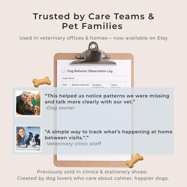 Dog Behavior Observation Log Printable | Anxiety & Trigger Tracking ...