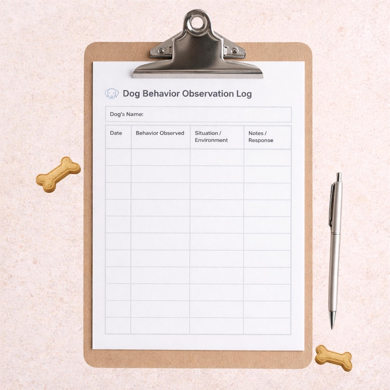 Dog Behavior Observation Log Printable | Anxiety & Trigger Tracking ...