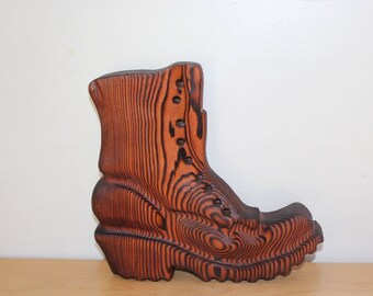 Carved wood boot | Etsy
