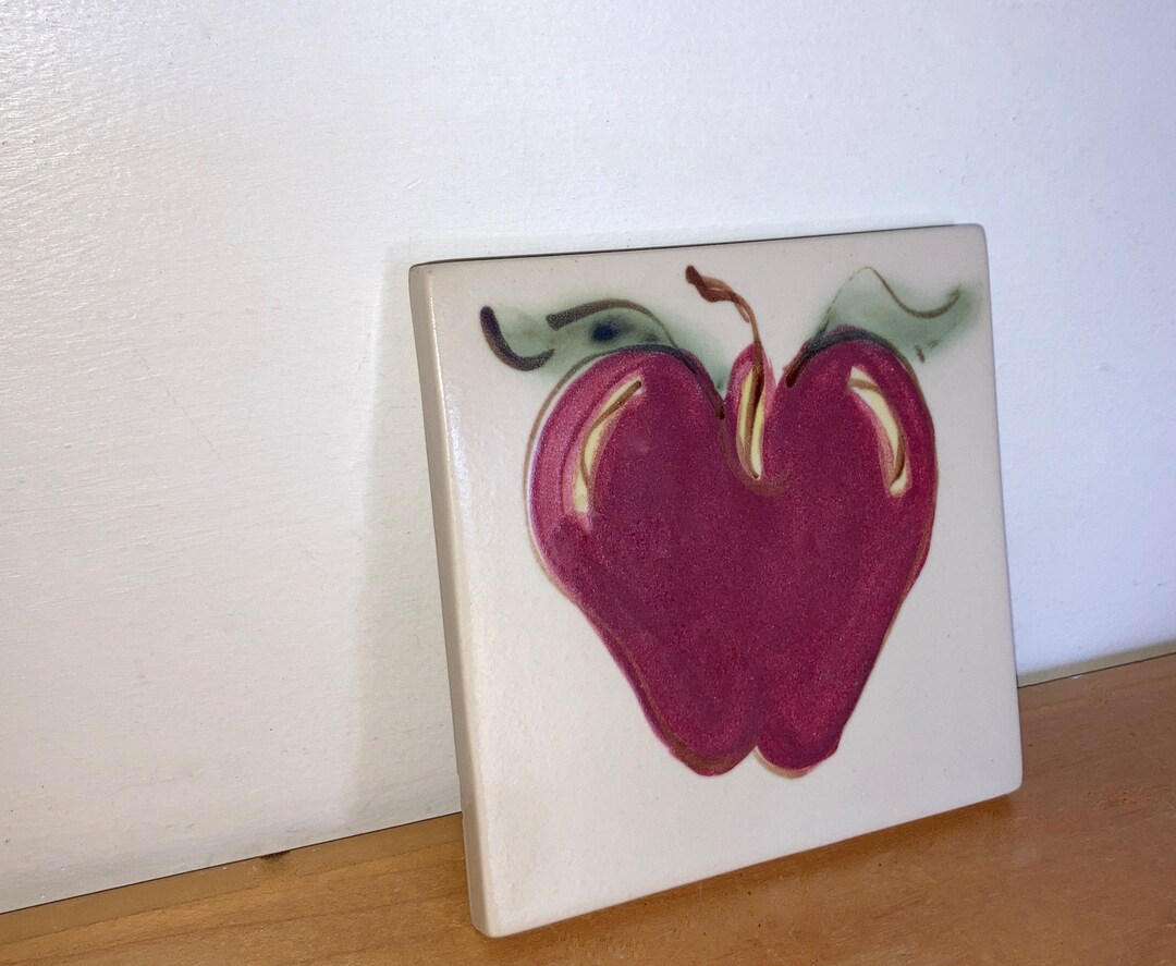 Clouds Pottery Folsom Apple Tile 4.25" Vintage - Etsy