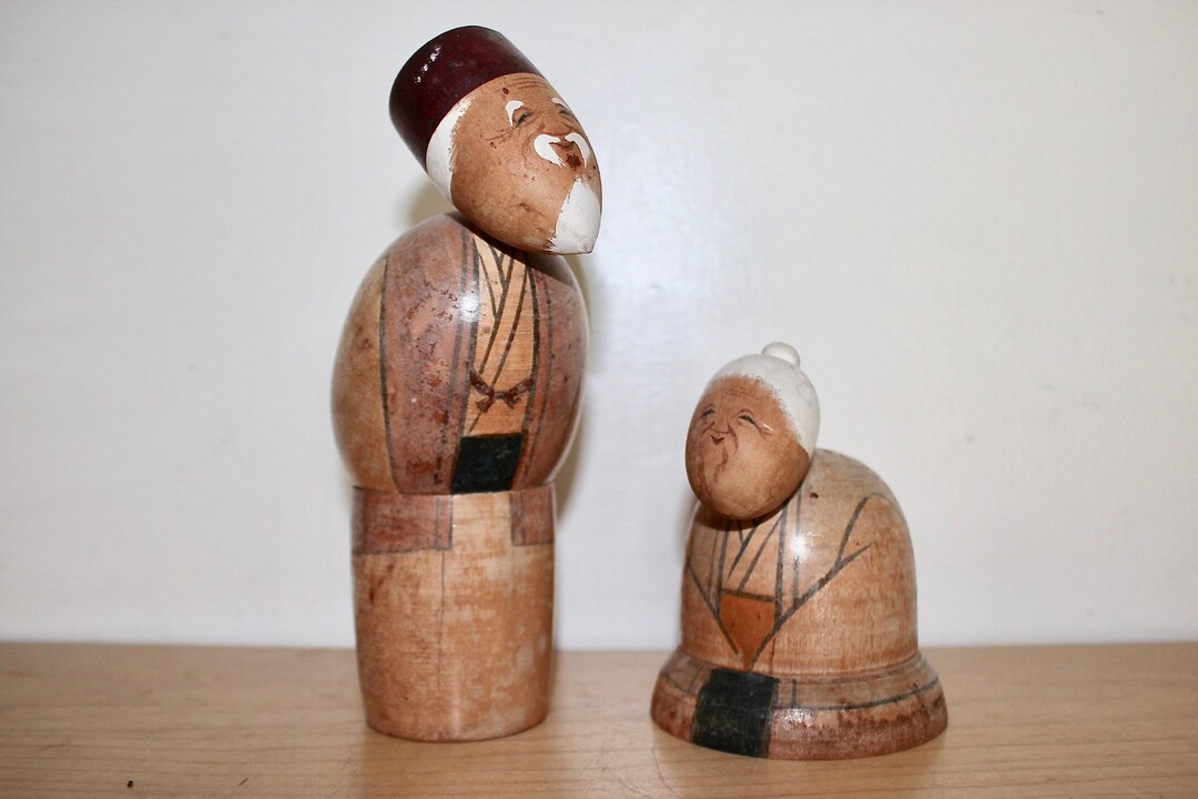 Japanese Kokeshi Doll Pair 7.25 Couple Vintage - Etsy