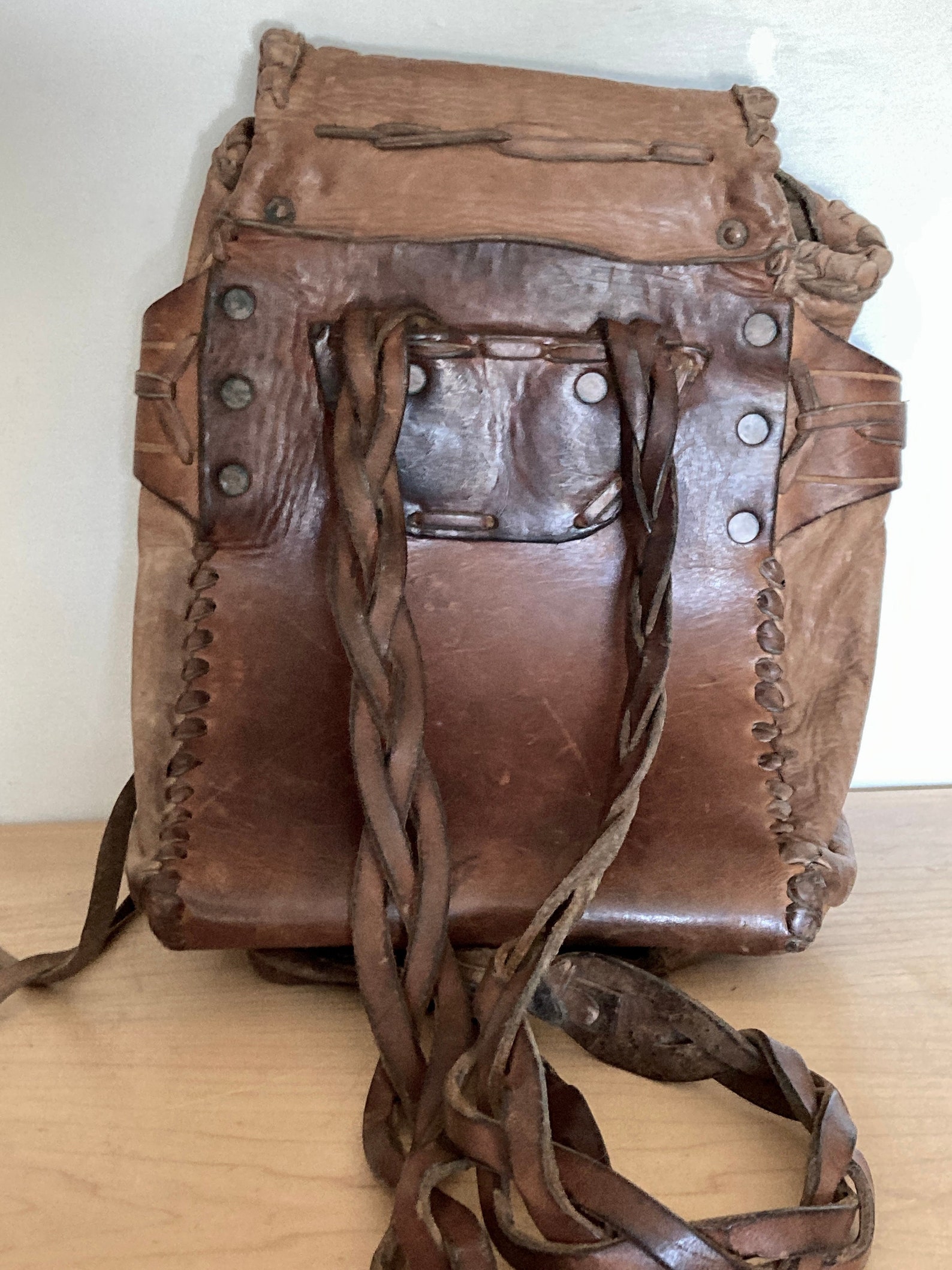Handmade 70s Rugged Leather Backpack OOAK Vintage. - Etsy
