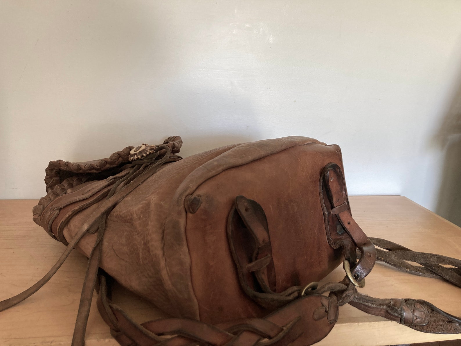 Handmade 70s Rugged Leather Backpack OOAK Vintage. - Etsy