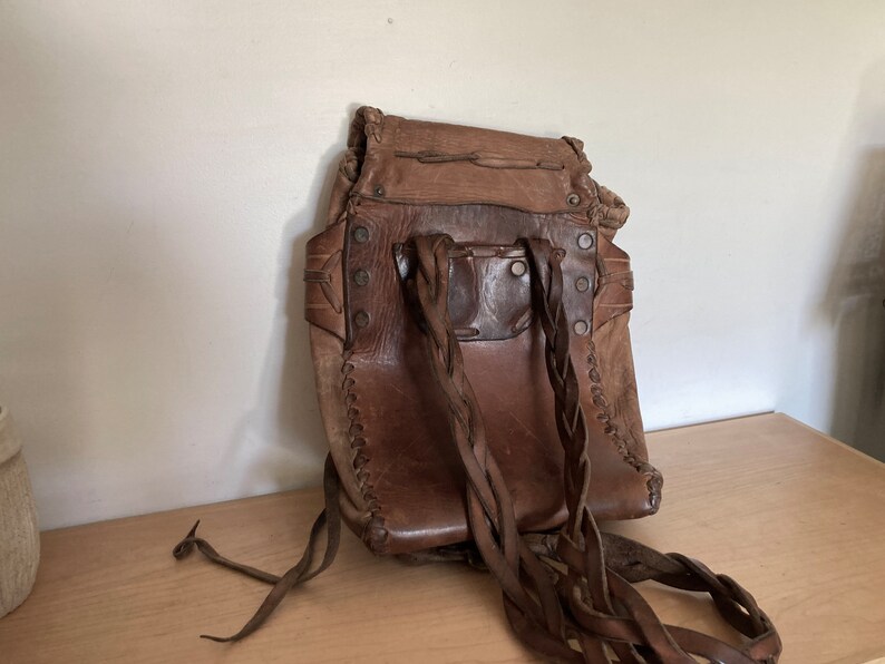 Handmade 70s Rugged Leather Backpack OOAK Vintage. - Etsy