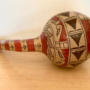 1988 Pueblo Handpainted 13" Gourd Rattle Signed E Lovato - Native ...