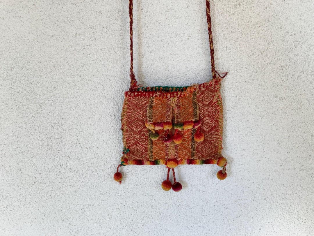 Antique Bolivian Chuspa Hand Loom Wool Ceremonial Bag... Cocoa Coin ...