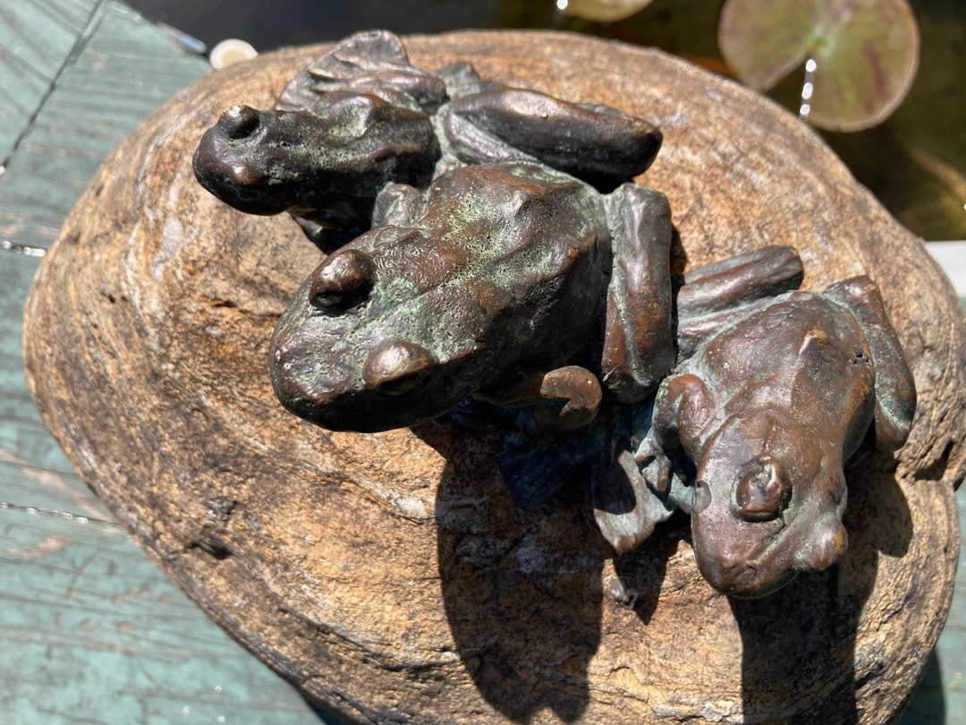 Vintage Maitland Smith 5.5l Bronze Frog Trio - Etsy