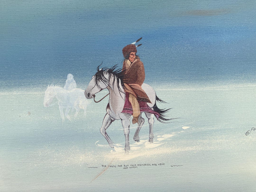 1979 Johnny Hawk 20 X 26 Framed Painting Native Man on Horse tho You ...