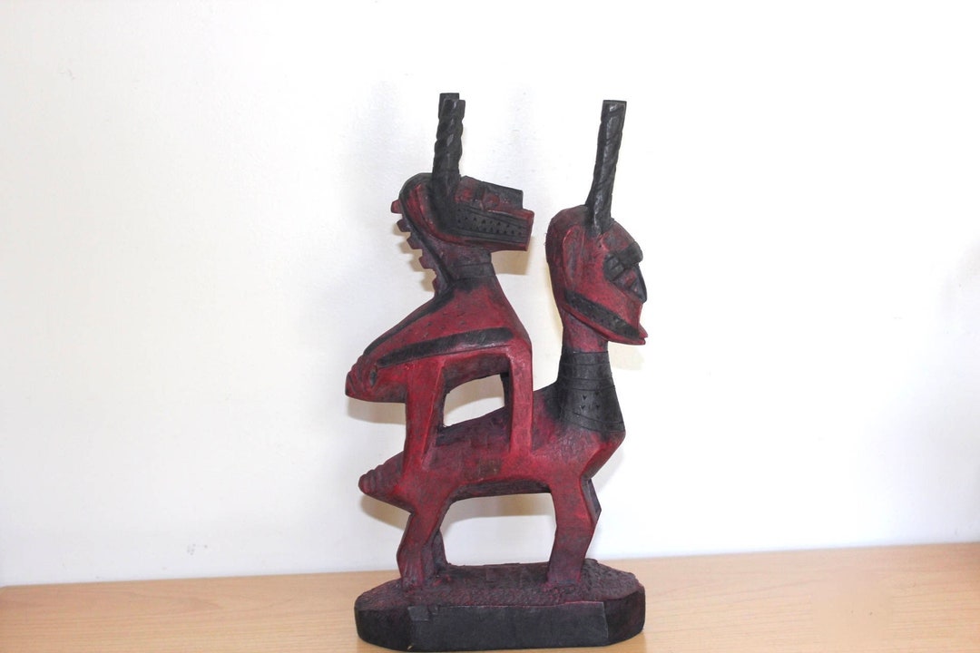 Bamana Mali Chi Wara Carved Wood Statue 11.5 Carved Wood Primitive Red ...
