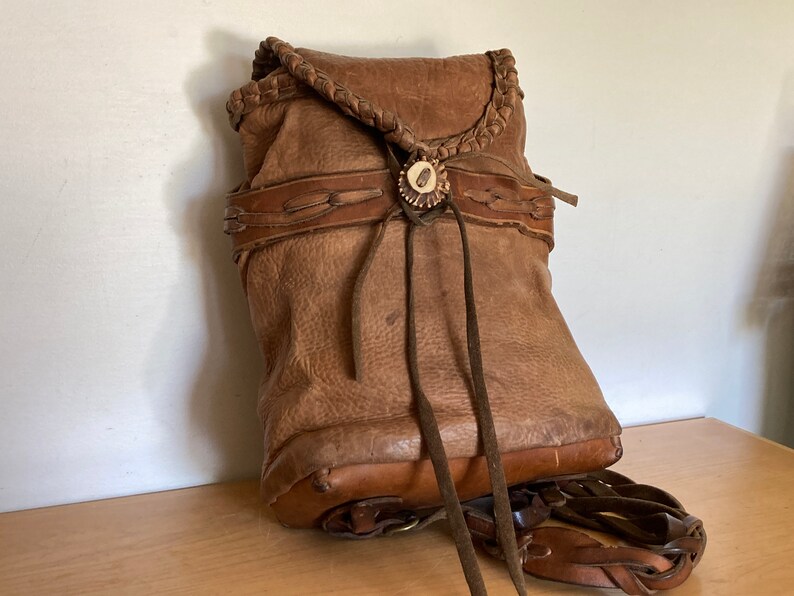 Handmade 70s Rugged Leather Backpack OOAK Vintage. - Etsy