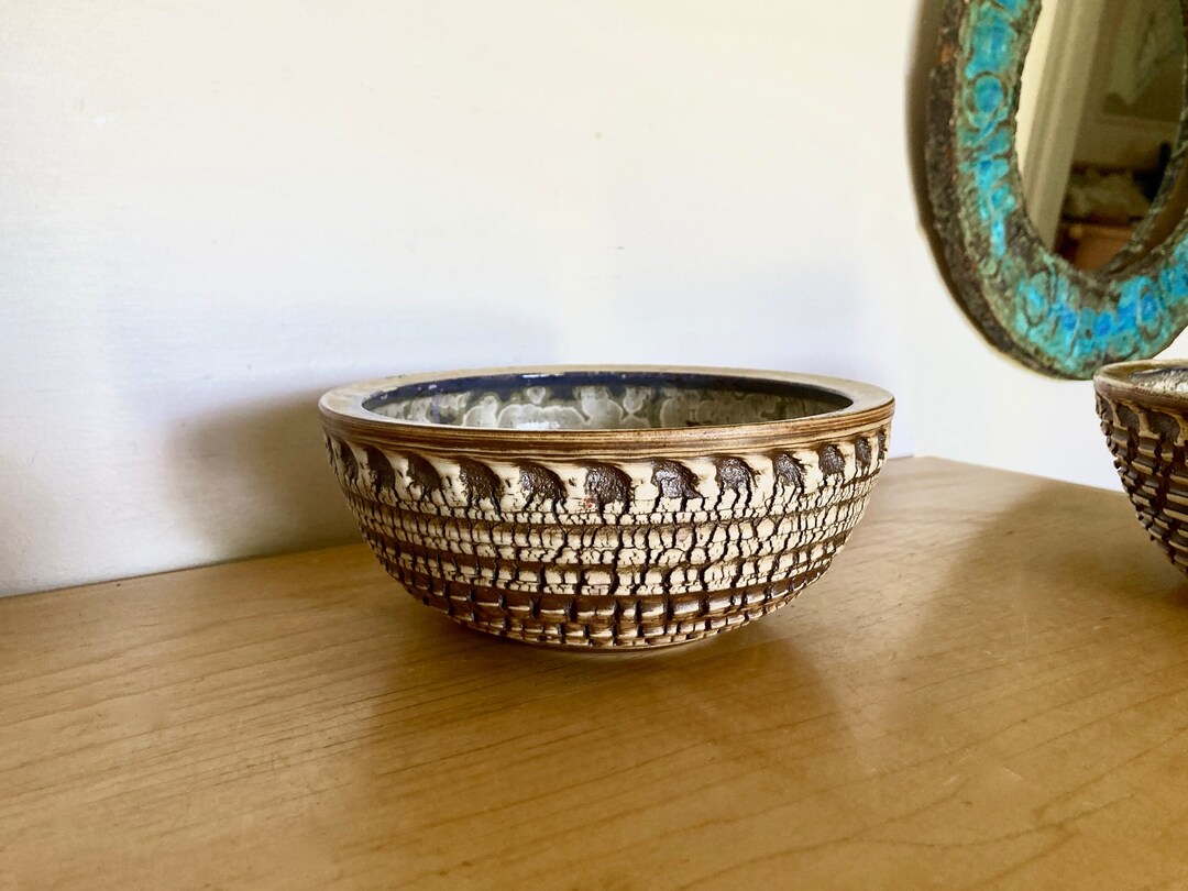 Brutalist Tom Wallick Bowl Studio Pottery Prehistoric Texturing ...