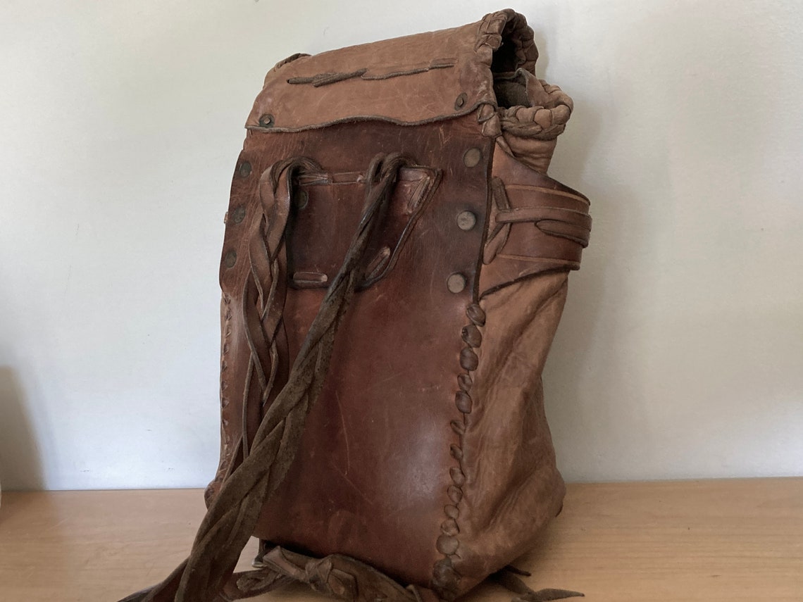 Handmade 70s Rugged Leather Backpack OOAK Vintage. - Etsy