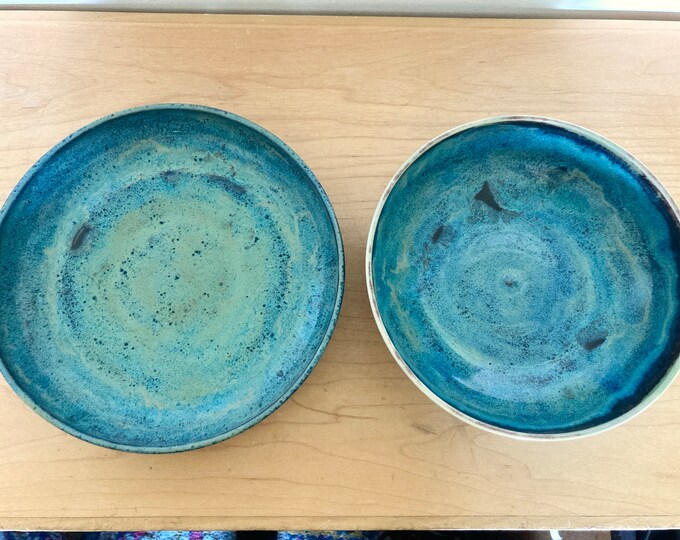 ONLY 1 LEFT Turquoise Azure, Pottery Bowls Signed - Gorgeous Midnight ...