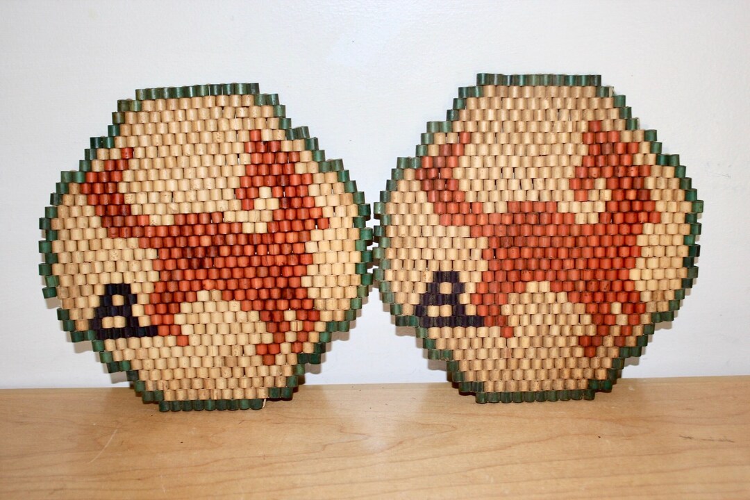 Retro Horse Trivets Bamboo Bead Vintage Pair - Etsy
